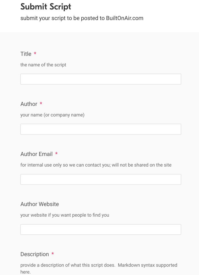 Script Directory from BuiltOnAir | BuiltOnAir
